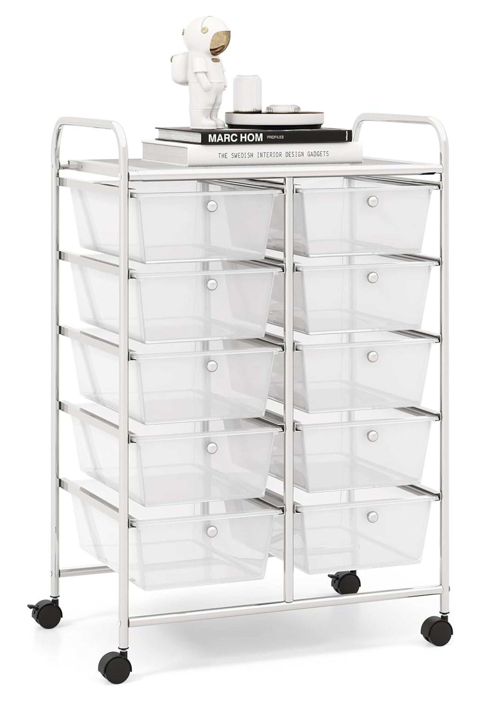 Rolling Storage Cart with 10 Drawers - Storage Cart with Lockable ...