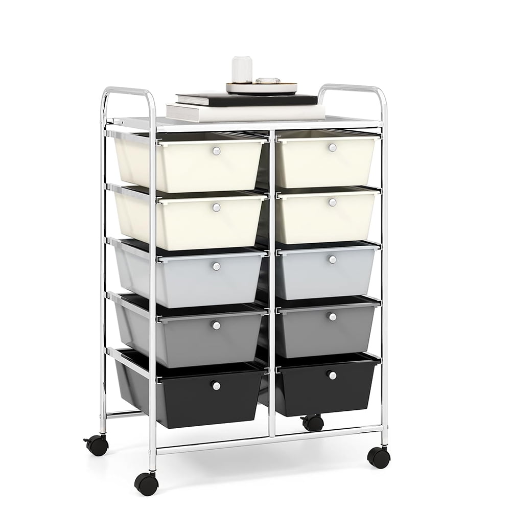 Rolling Storage Cart with 10 Drawers, Craft Storage Cart with Lockable ...
