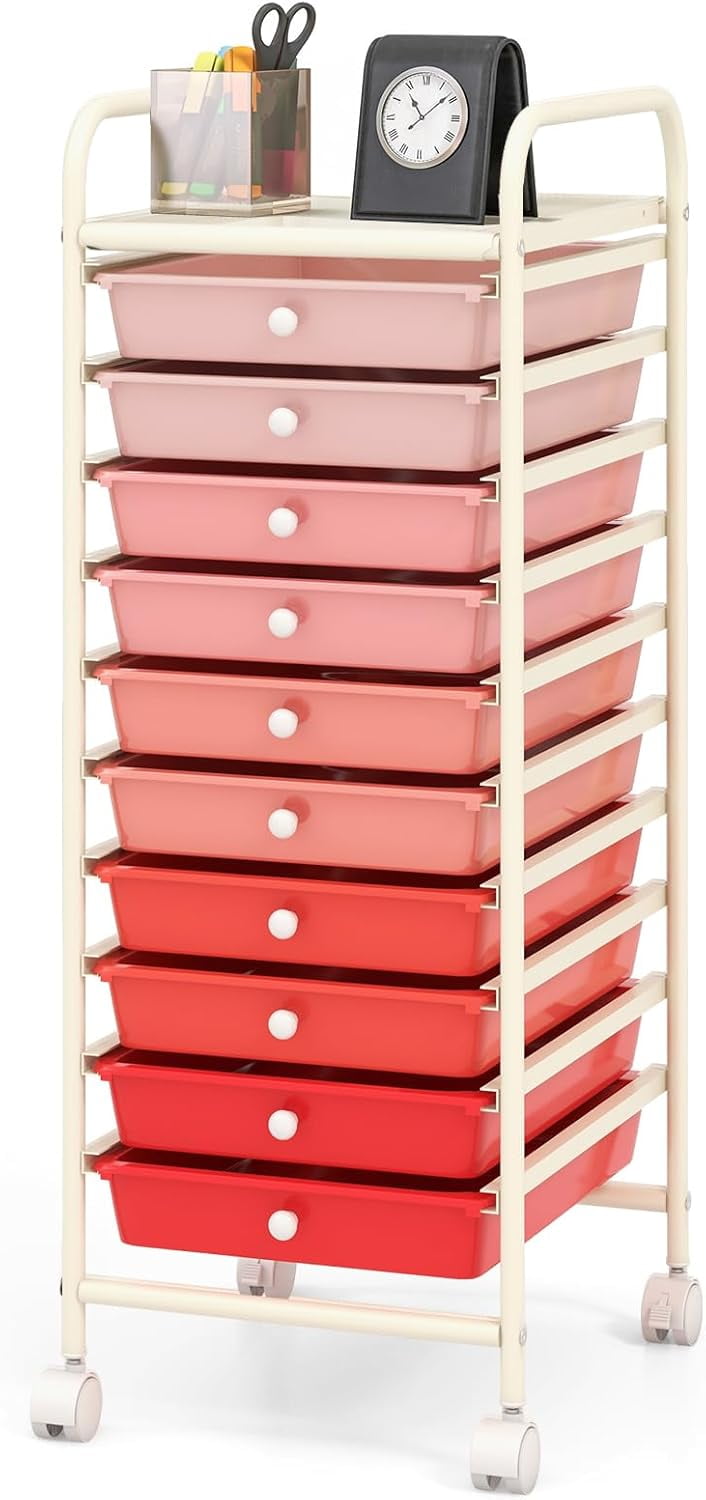 Rolling Storage Cart with 10 Drawers, Versatile Utility Cart with ...