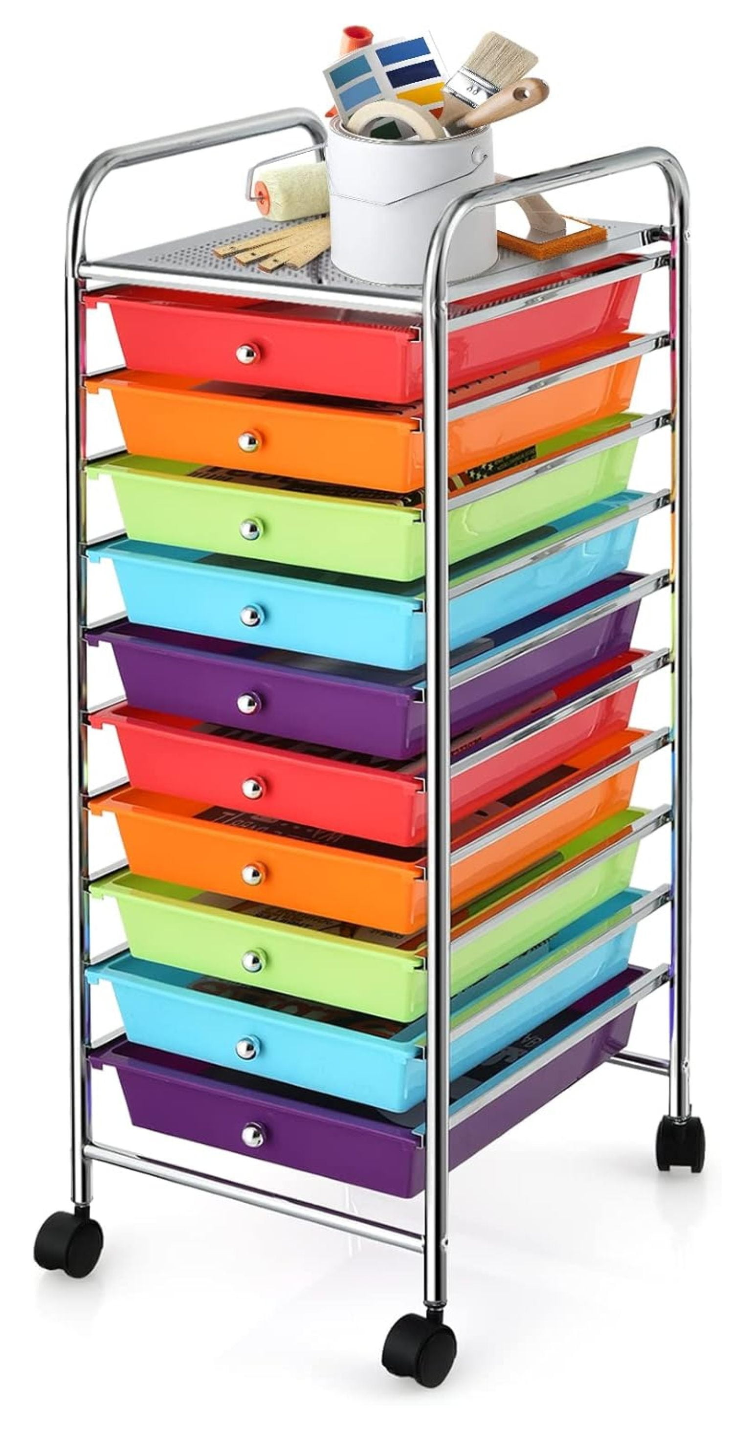 Rolling Storage Cart with 10 Drawers, Versatile Utility Cart with ...