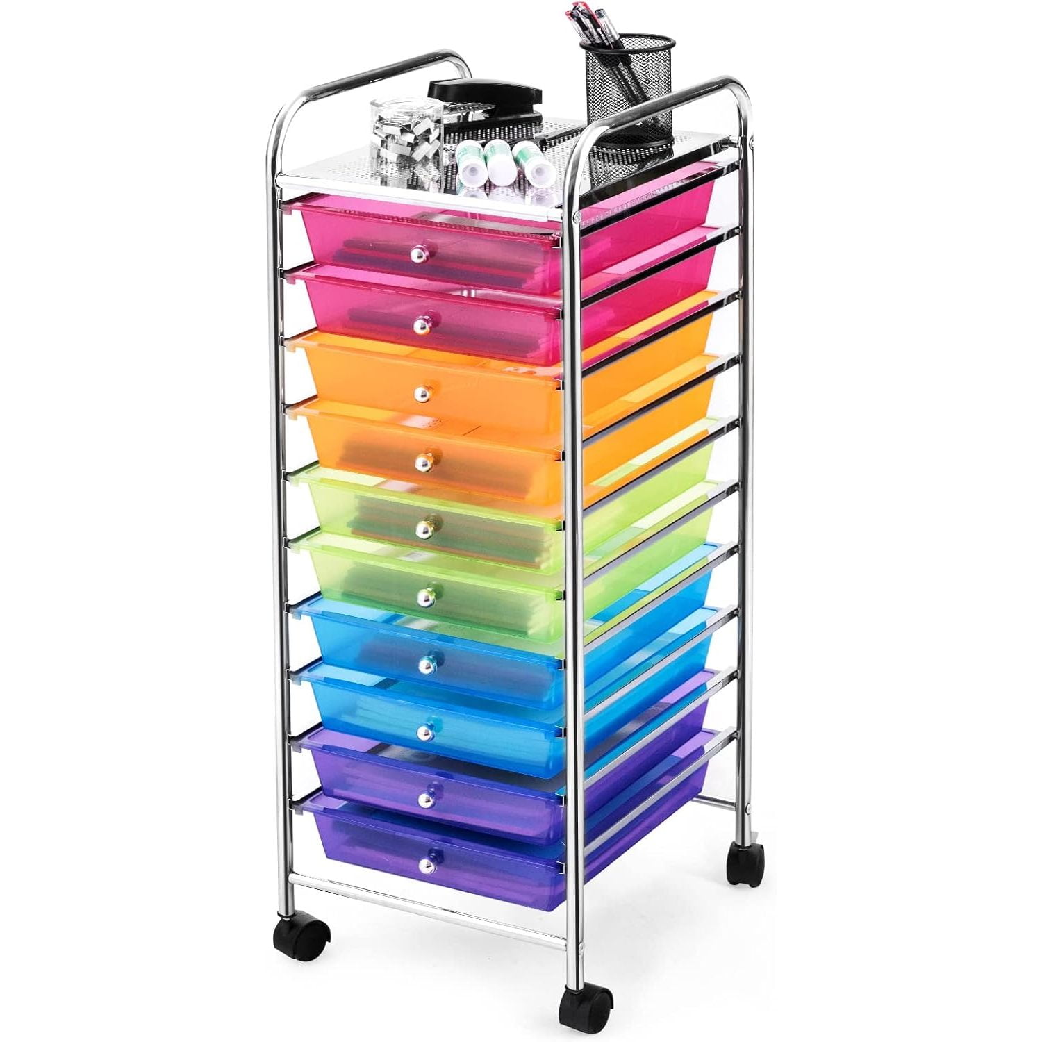 Rolling Storage Cart with 10 Drawers, Versatile Utility Cart with ...