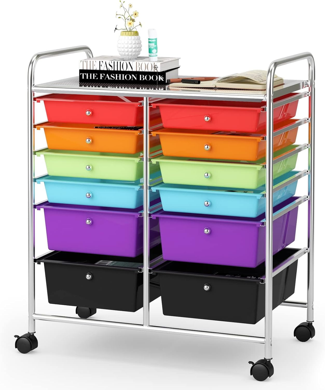 Rolling Storage Cart with 12 Drawers, Multipurpose Utility Cart for ...