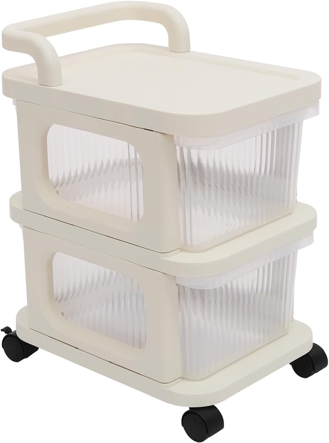 Rolling Storage Cart 2 Drawer Cart Storage Tower with 4 Pulleys 11 ...