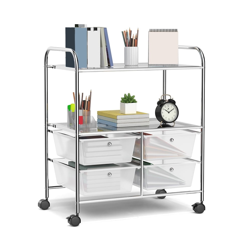 Rolling Storage Cart with 2 Shelves, Utility Cart on Wheels with 4 ...