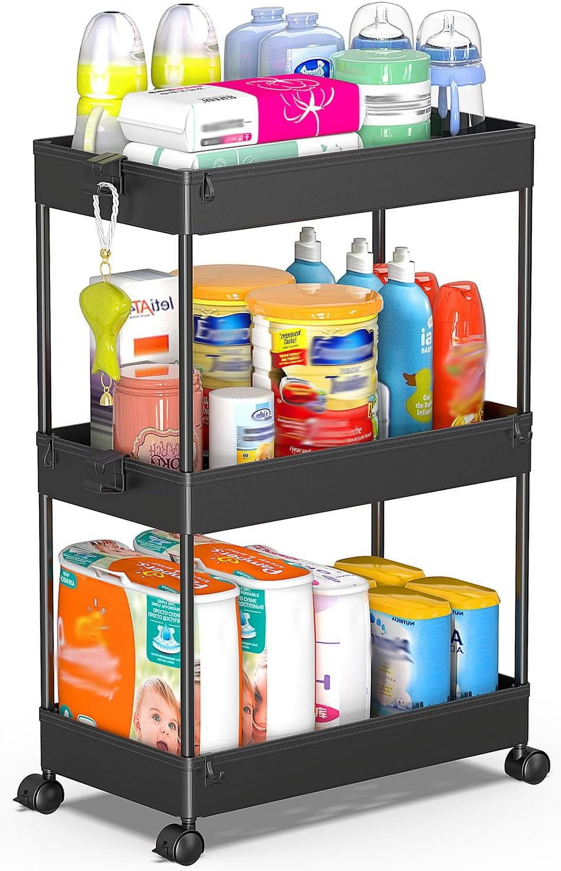 Rolling Storage Cart 3 Tier Bathroom Cart Organizers with Wheels ...