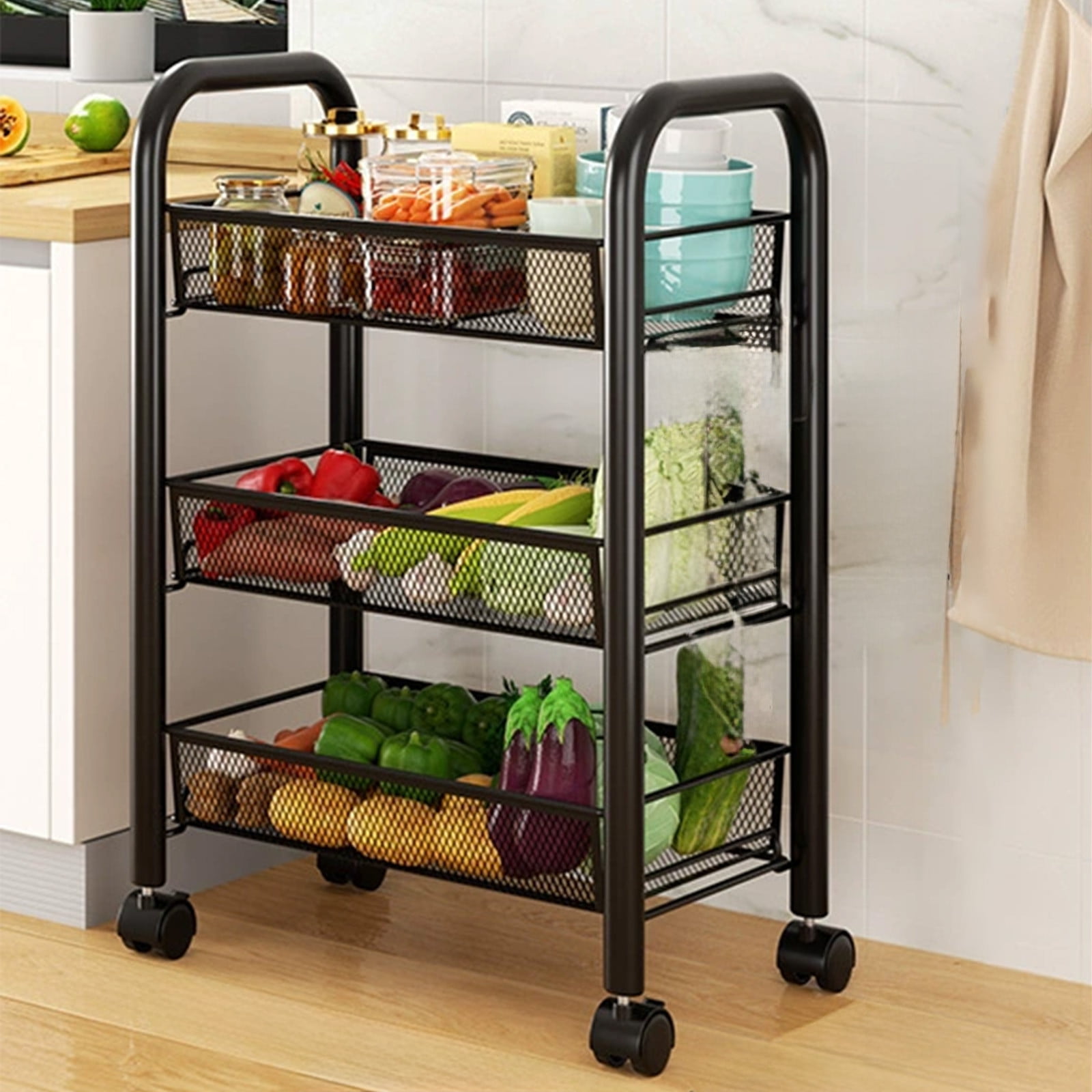 Rolling Storage Cart 3 r Bathroom Storage Organizer Laundry Room Cart ...