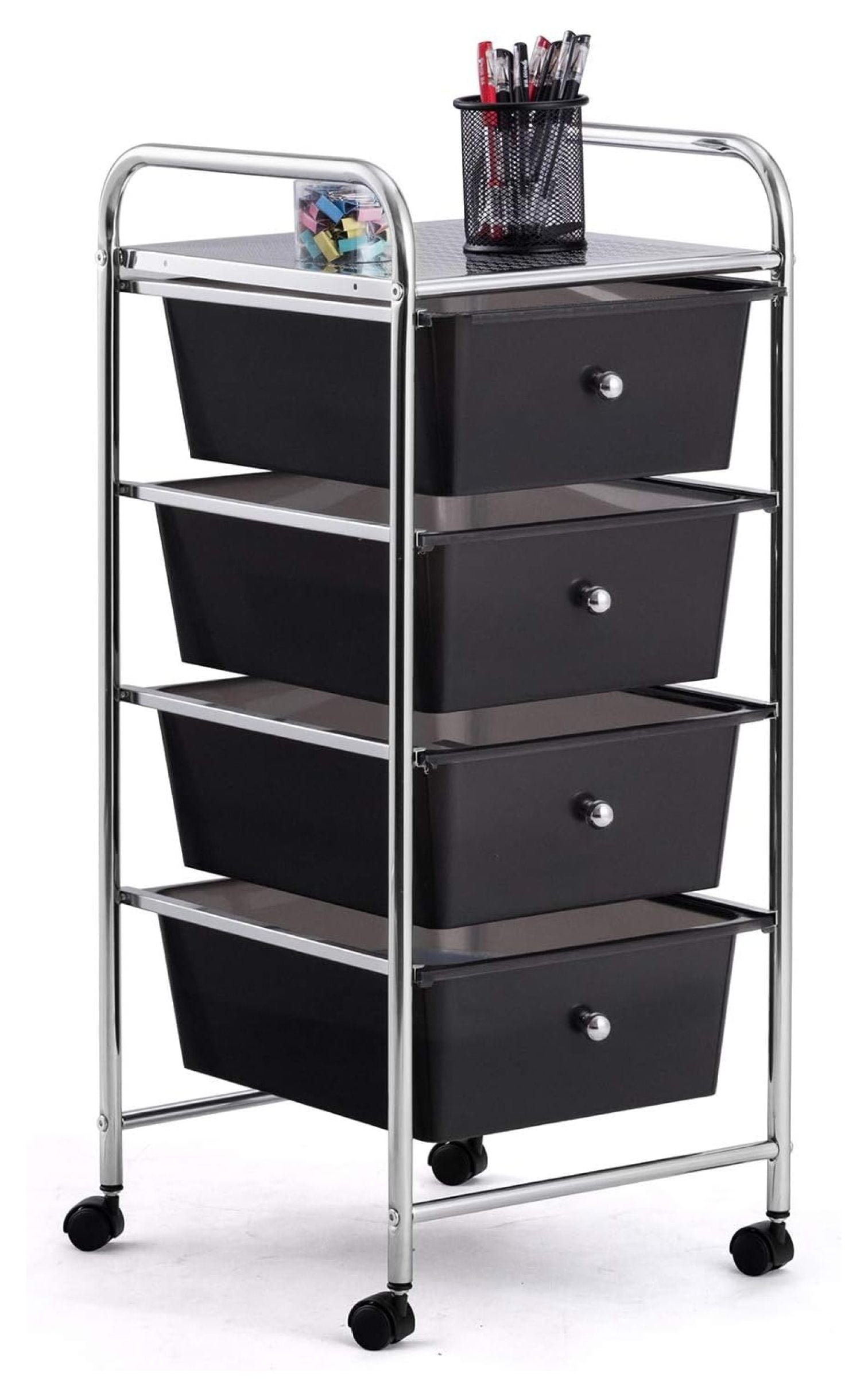 Rolling Storage Cart with 4 Drawers, Mobile Utility Cart Storage ...