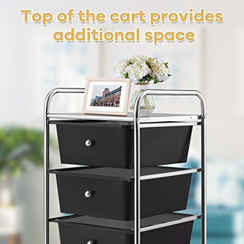 Rolling Storage Cart with 4 Drawers, Multipurpose Utility Drawer Cart ...