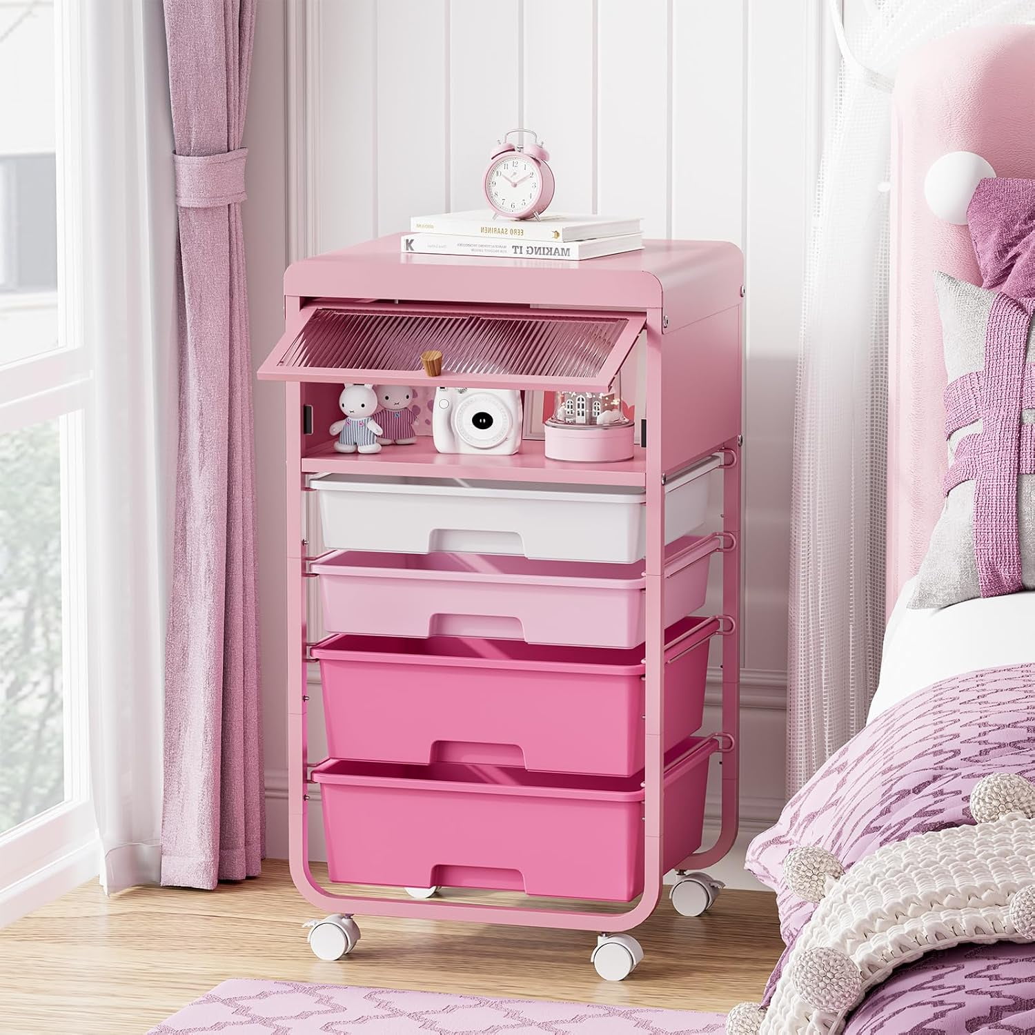 Utility Cart With 4 Drawers,Craft Cart,Storage Cart,Rolling Cart With ...