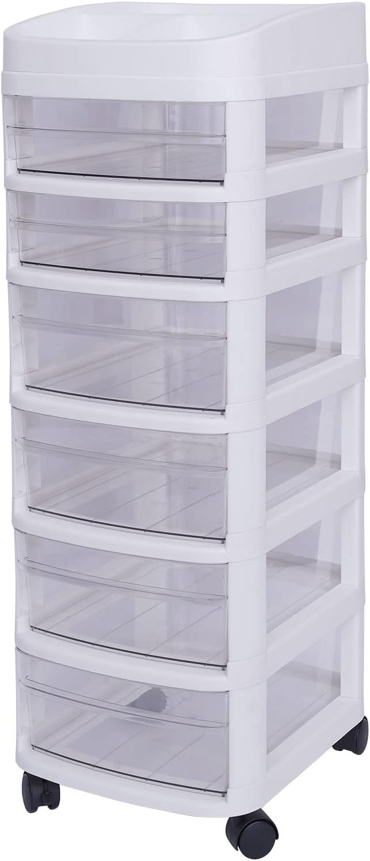 Rolling Storage Cart 6 Drawer Cart Storage Tower with 4 Caster Wheels ...