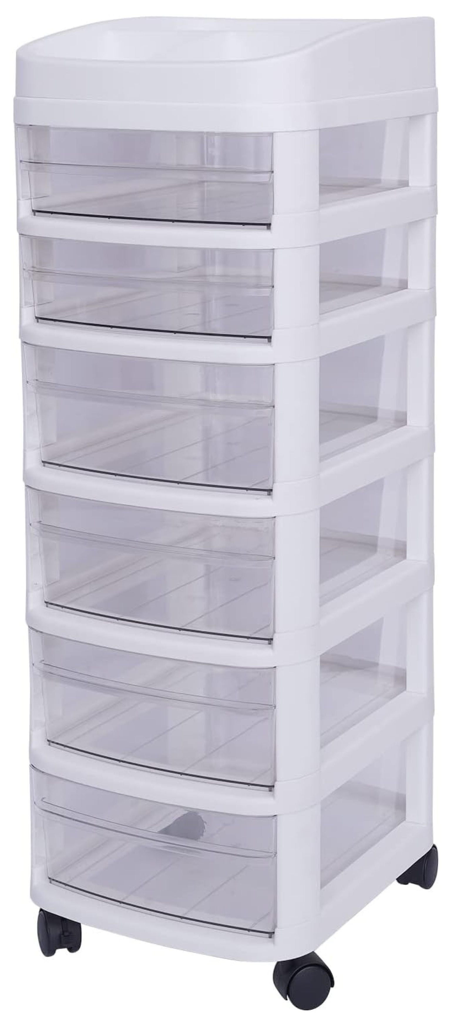 Rolling Storage Cart 6 Drawer Cart Storage Tower with 4 Caster Wheels ...