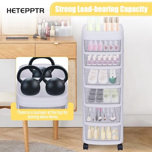 Rolling Storage Cart 6 Drawer Cart Storage Tower with 4 Caster Wheels ...