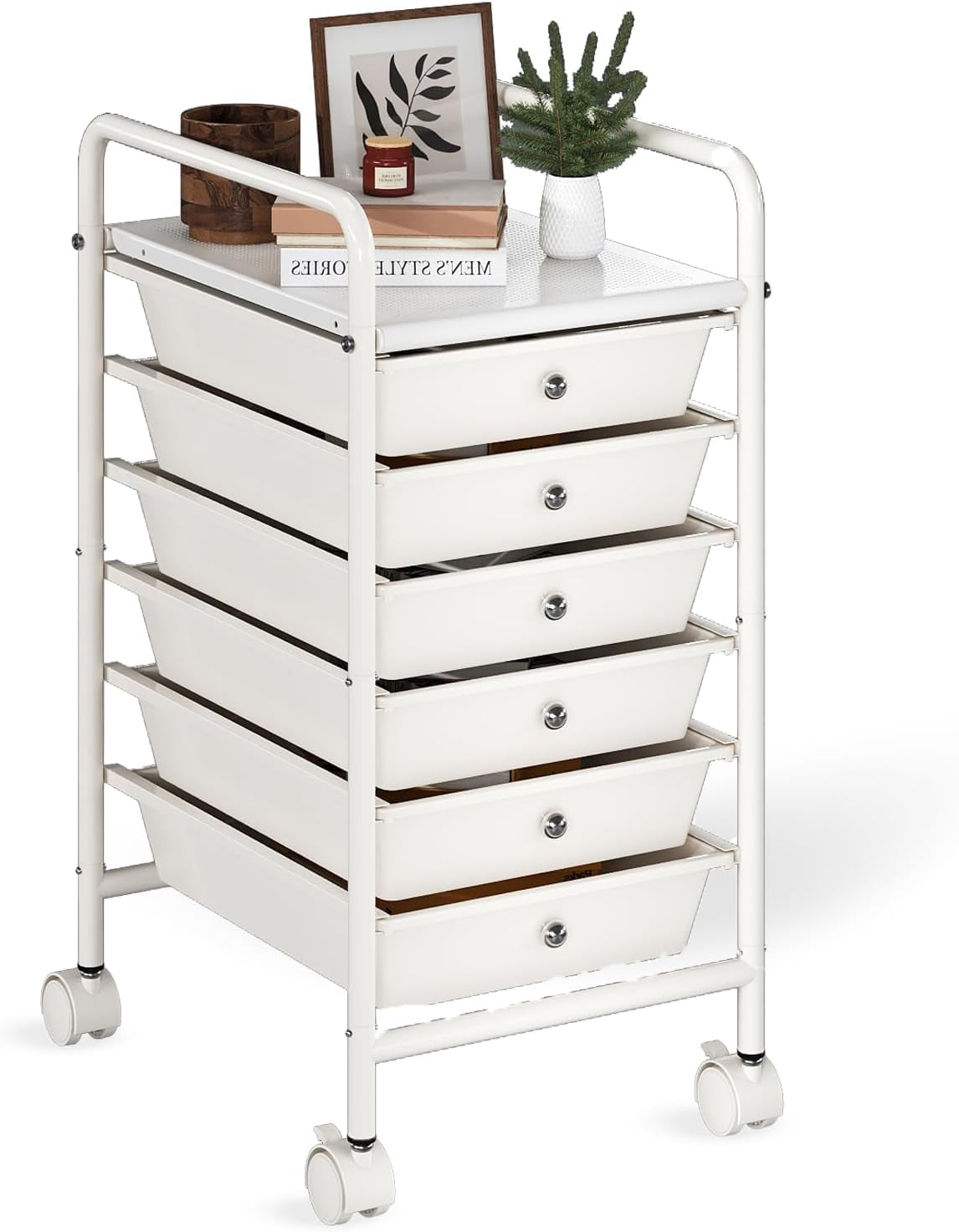Rolling Storage Cart with 6 Drawers, Multipurpose Utility Cart on ...