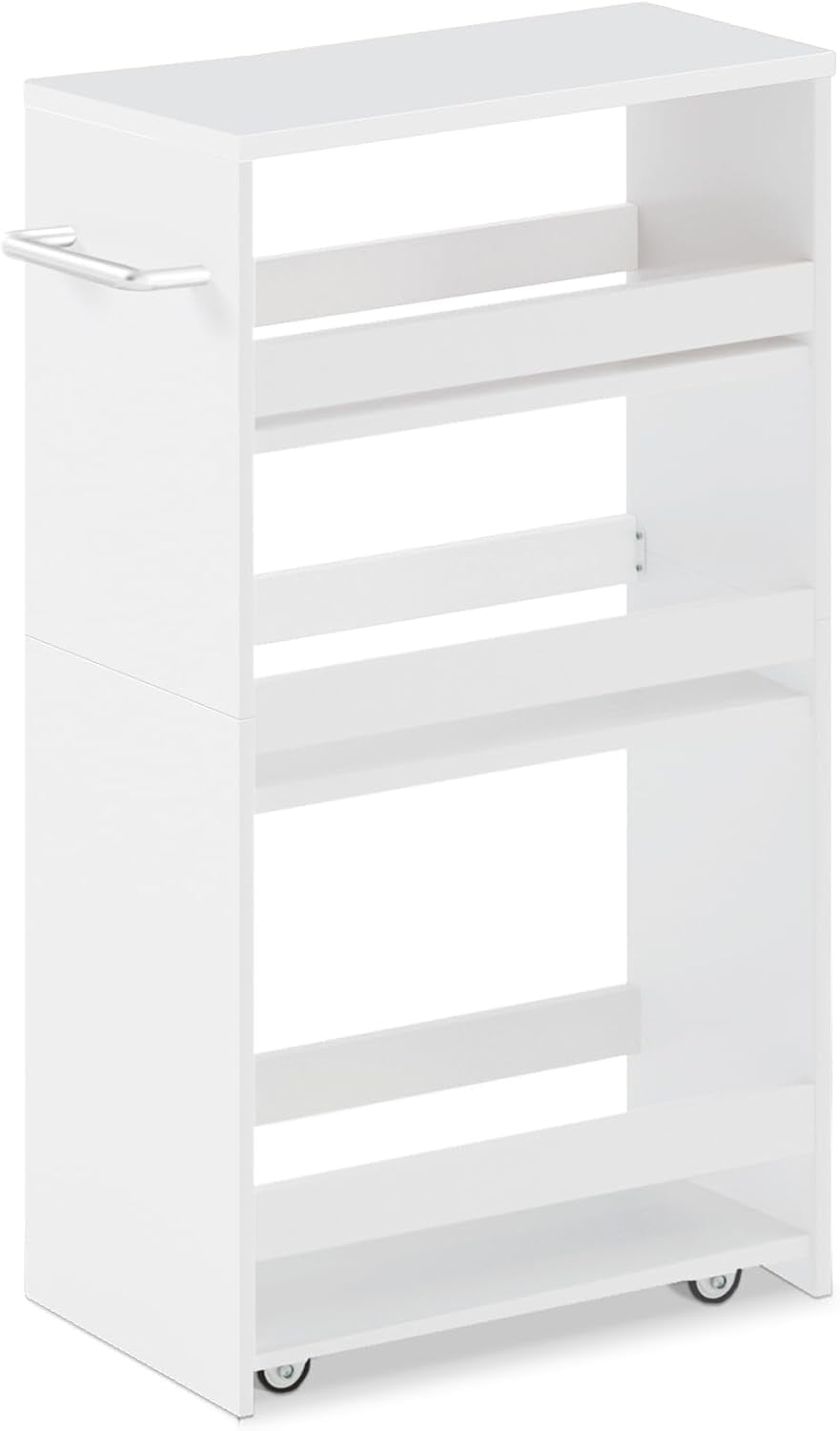 Rolling Storage Cart 7.9" W, 4-Tier Kitchen Cart with Wheels Handle ...