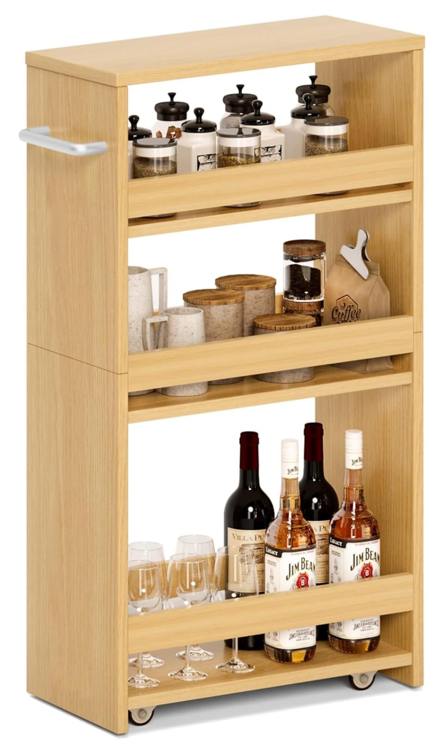 Rolling Storage Cart 7.9" W, 4-Tier Narrow Kitchen Cart on Wheels ...