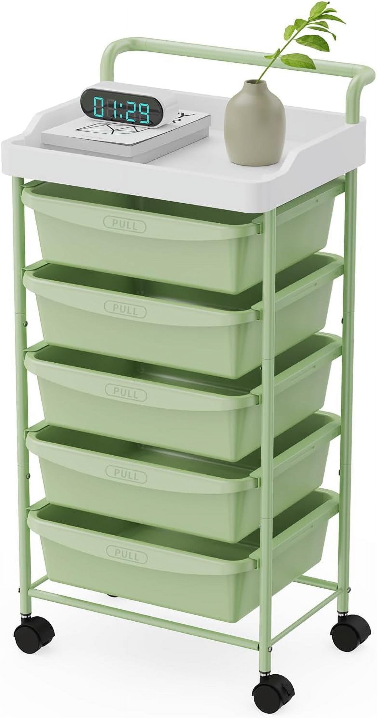 Rolling Storage Cart with Drawers, Cart with 5 Drawers and Tabletop, 5 ...