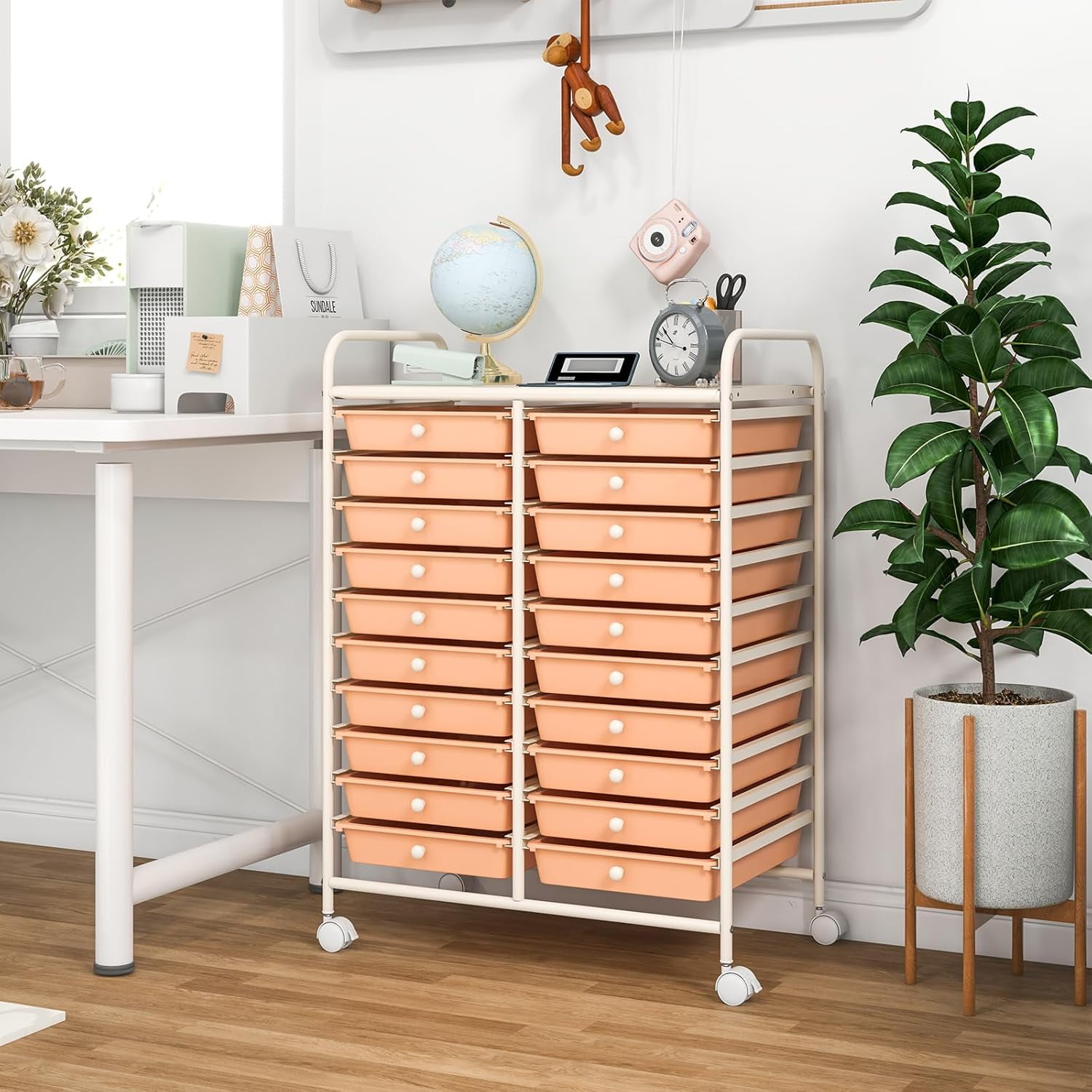 Rolling Storage Cart with Drawers, Mobile Utility Cart with Removable ...