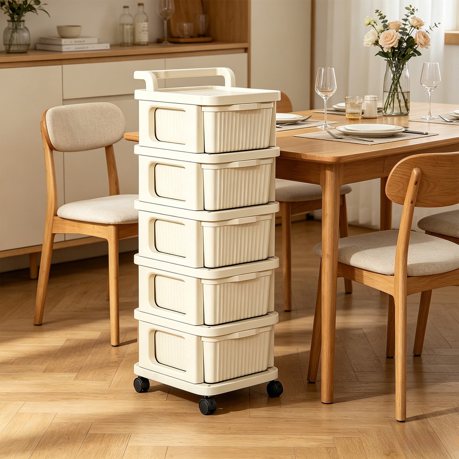 Rolling Storage Cart with Drawers Plastic Mobile Organizer Unit on ...