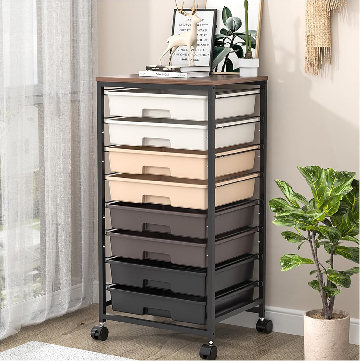 Rolling Storage Cart with Drawers,Utility Cart With 8 Drawers and ...