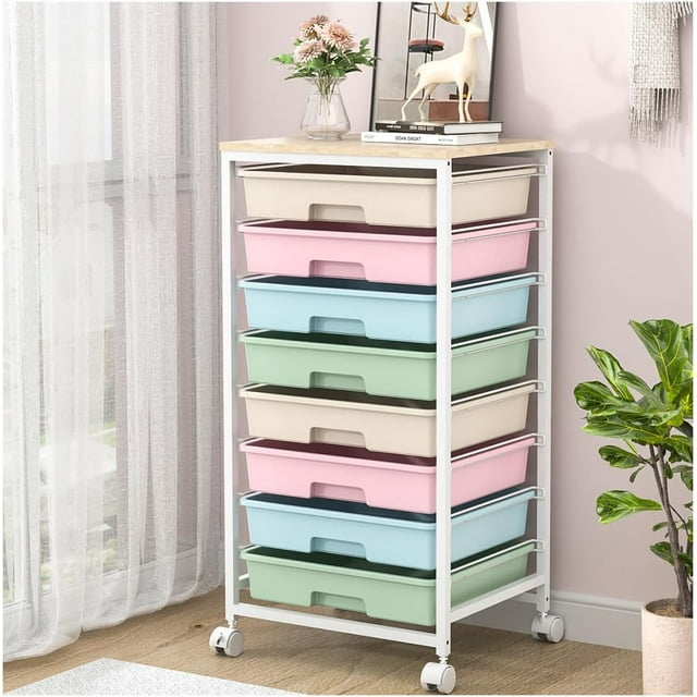 Rolling Storage Cart with Drawers,Utility Cart With 8 Drawers and ...