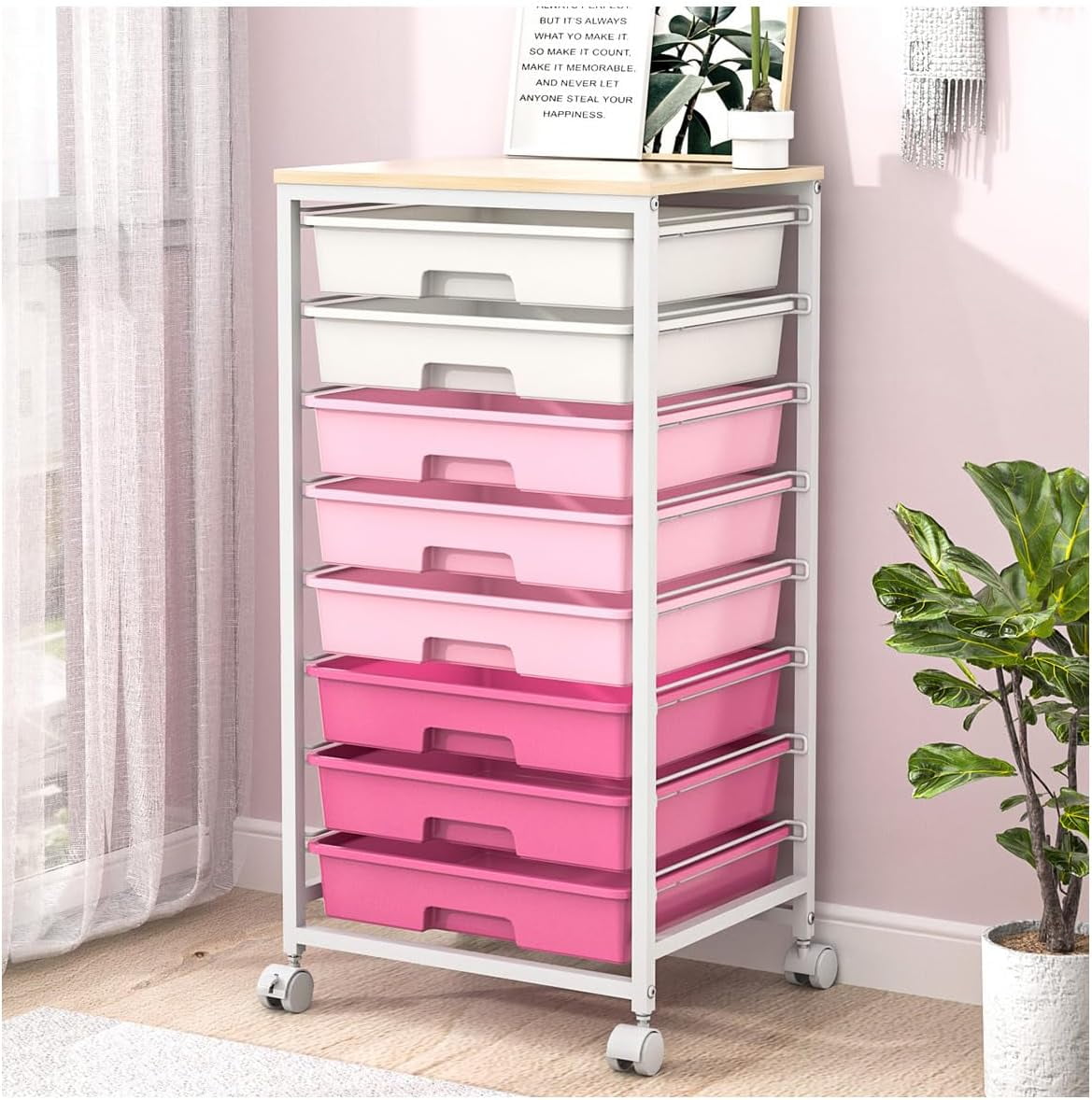 Rolling Storage Cart with Drawers,Utility Cart with 8 Drawers and ...