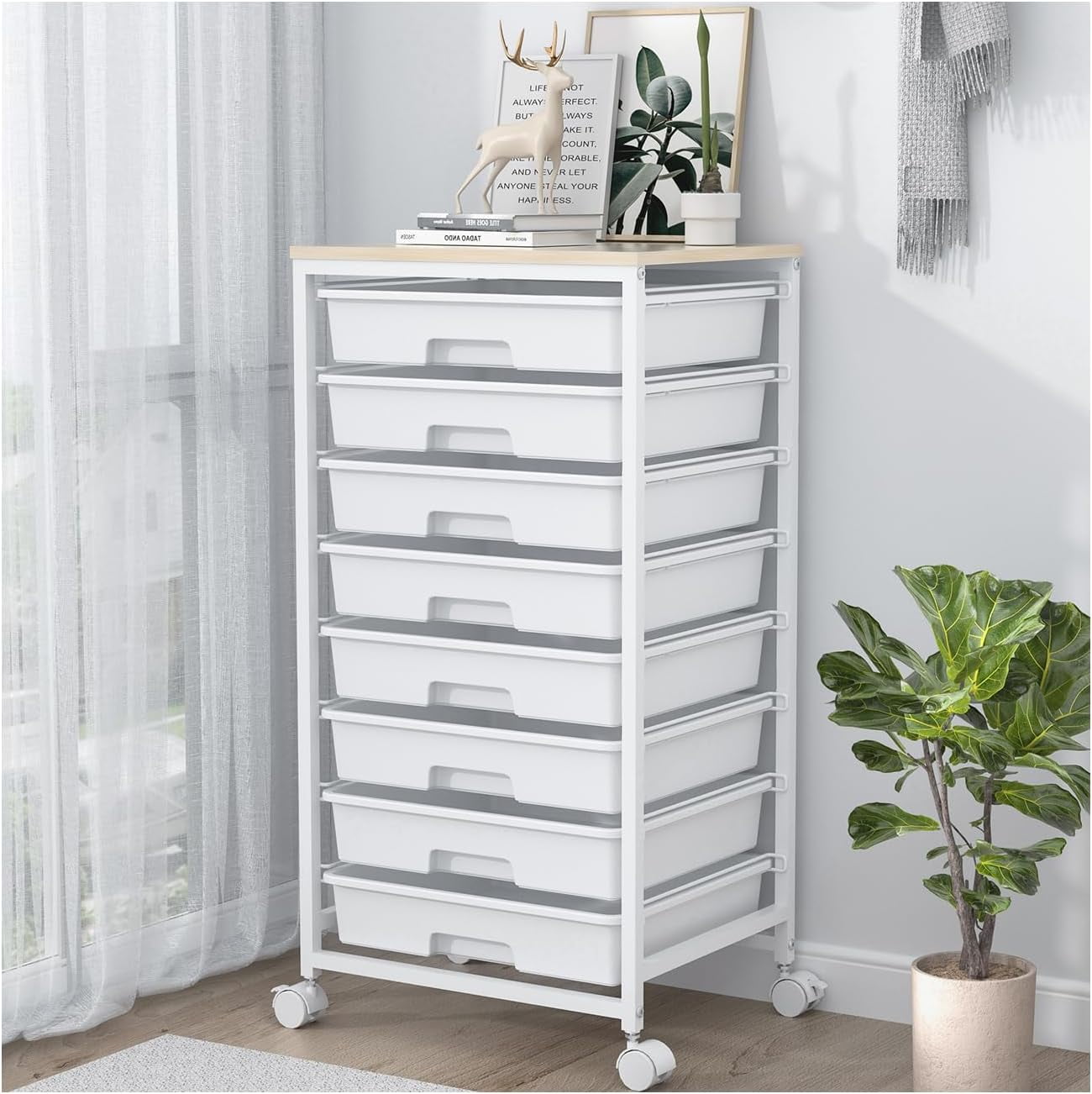 Rolling Storage Cart with Drawers,Utility Cart with 8 Drawers and ...