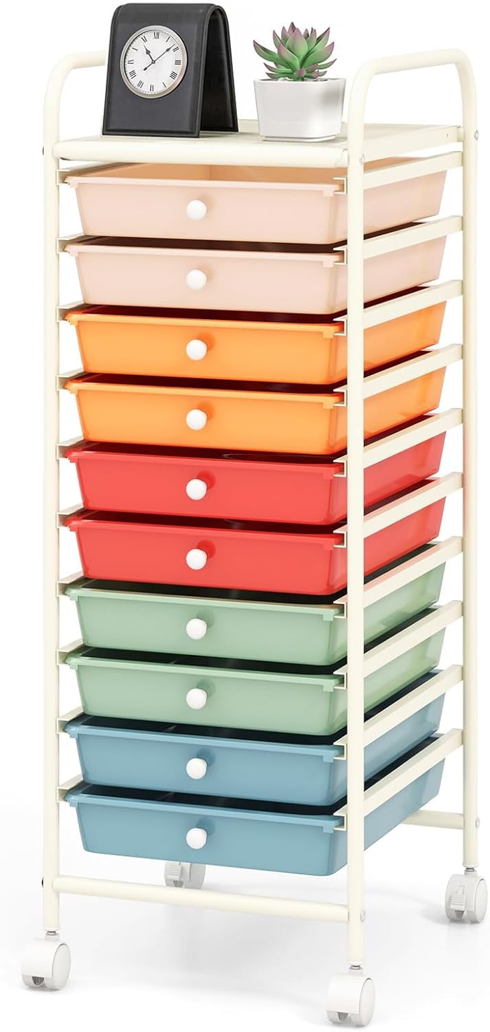 Rolling Storage Cart with Drawers, Versatile Utility Cart with Wheels ...