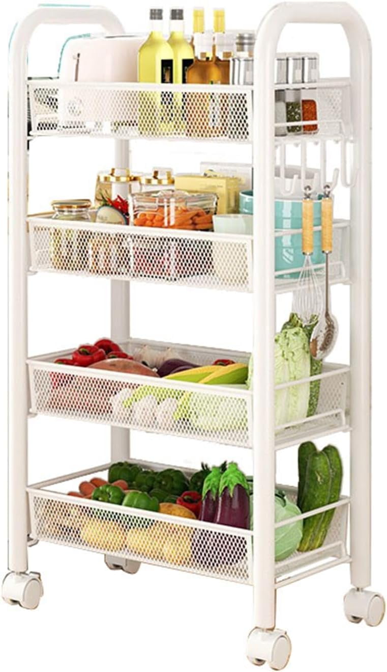 Rolling Storage Cart, Layered Storage Shelves Multi Functional Movable ...
