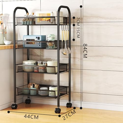 Rolling Storage Cart, Layered Storage Shelves Multi Functional Movable ...