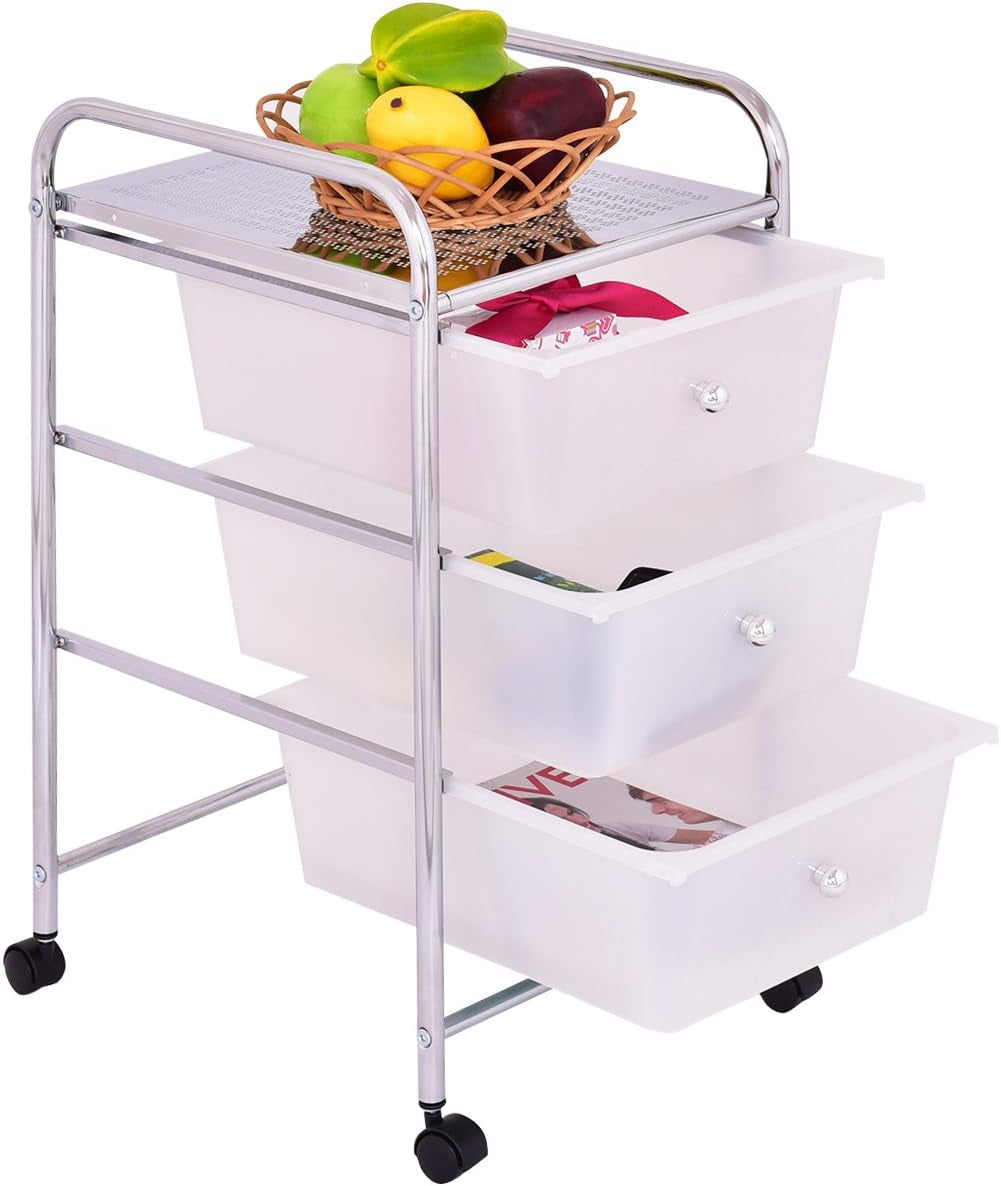 Rolling Storage Cart Organizer with 3 Drawers - Home Office Scrapbook ...