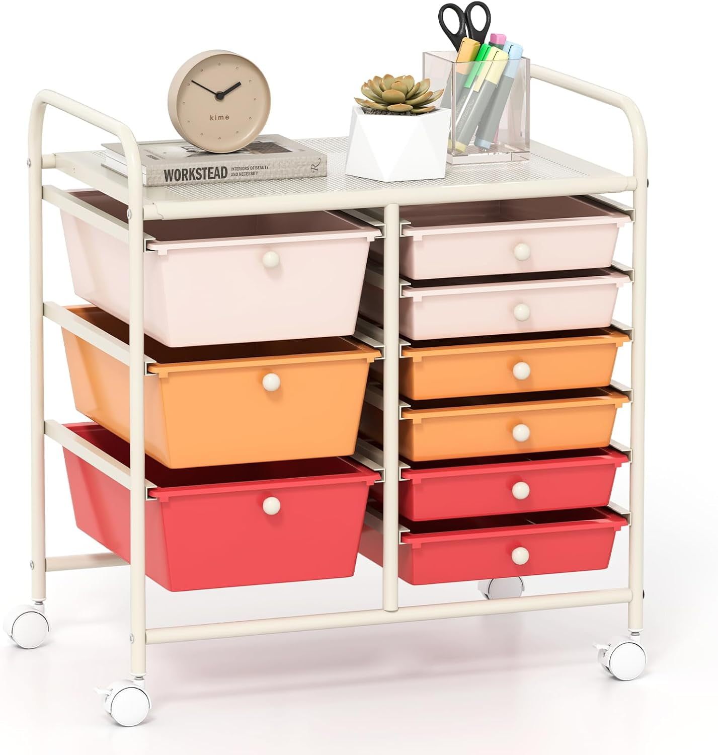 Rolling Storage Cart with Removable Drawers & Metal Frame – Mobile ...