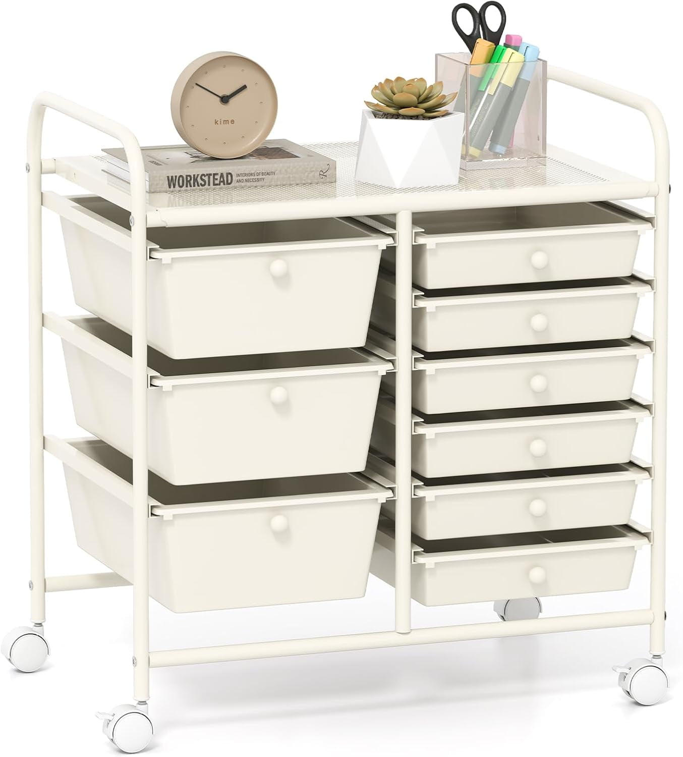 Rolling Storage Cart with Removable Drawers & Metal Frame – Mobile ...