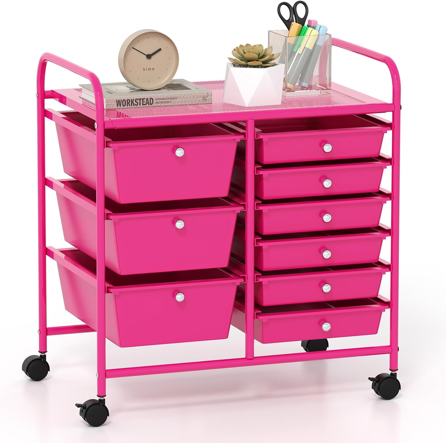 Rolling Storage Cart with Removable Drawers & Metal Frame – Mobile ...