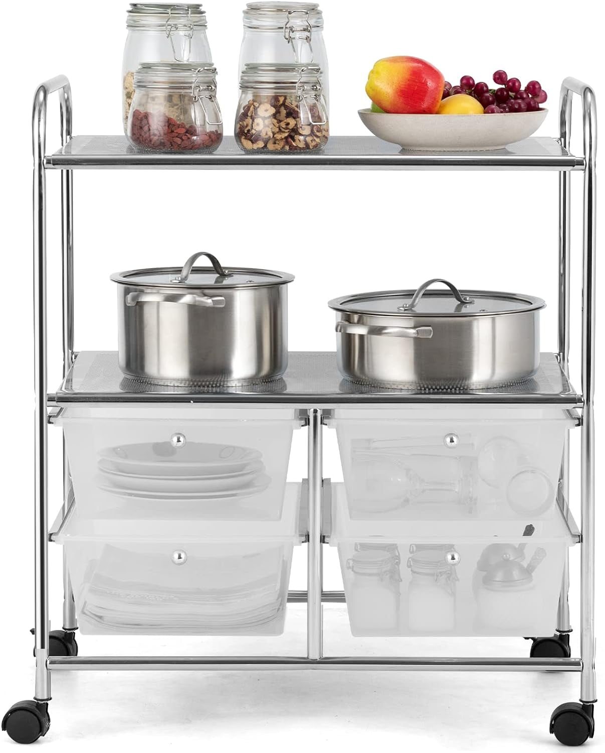 Rolling Storage Cart w/ 4 Drawers 2 Shelves, Home Office Utility ...