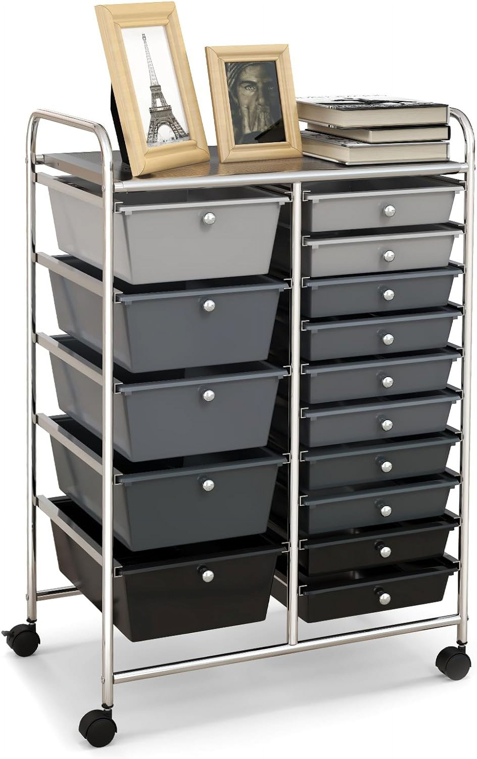 Rolling Storage Cart with Drawers, 15 Drawer Organizer Cart Tools for ...