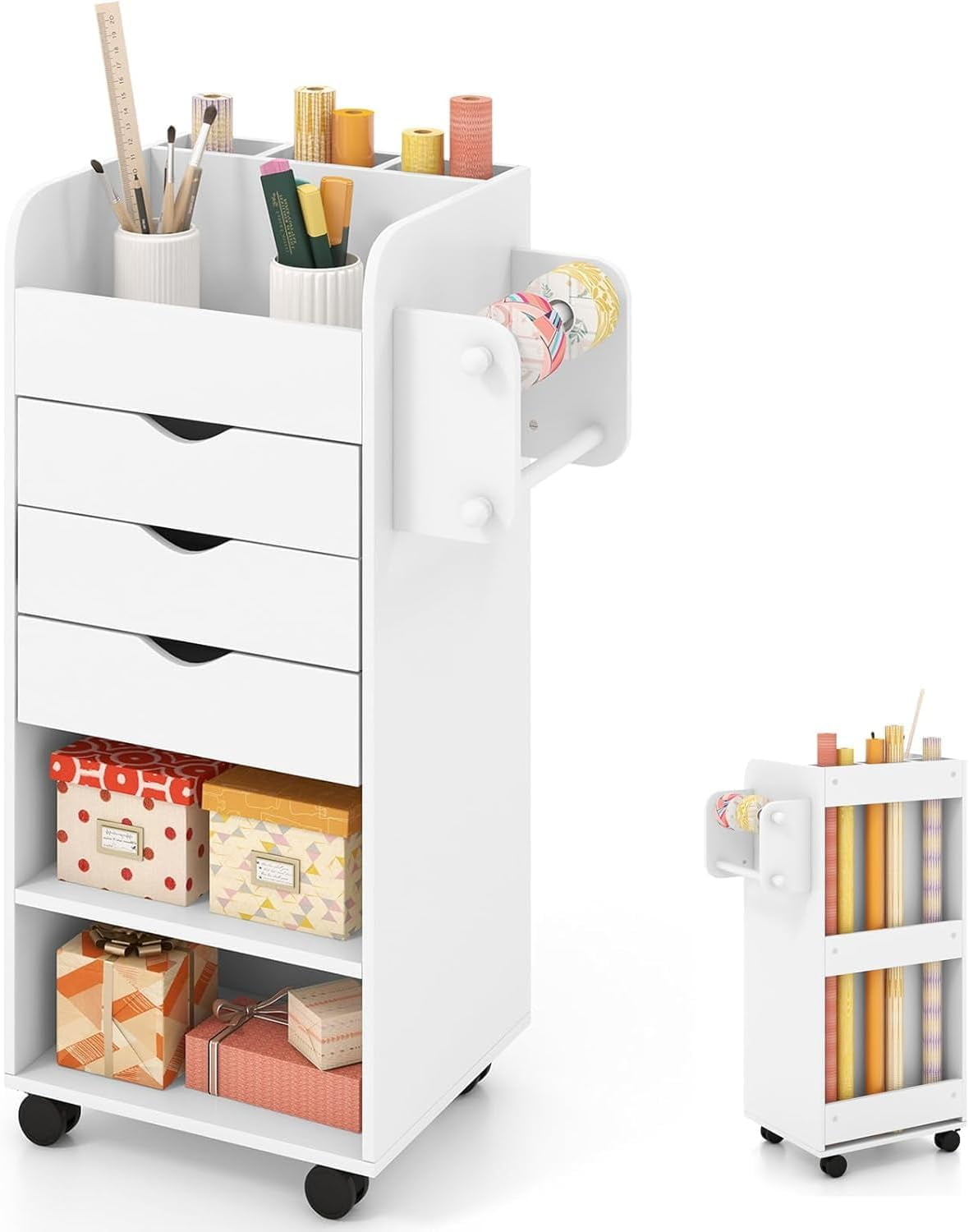 Rolling Storage Drawer Cart, Mobile Chest of Drawers, 3 Shelves, 3 ...