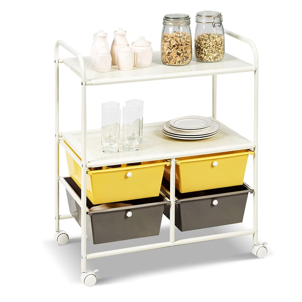 Rolling Storage Drawers with 4 Drawers, Utility Cart with Metal Frame ...
