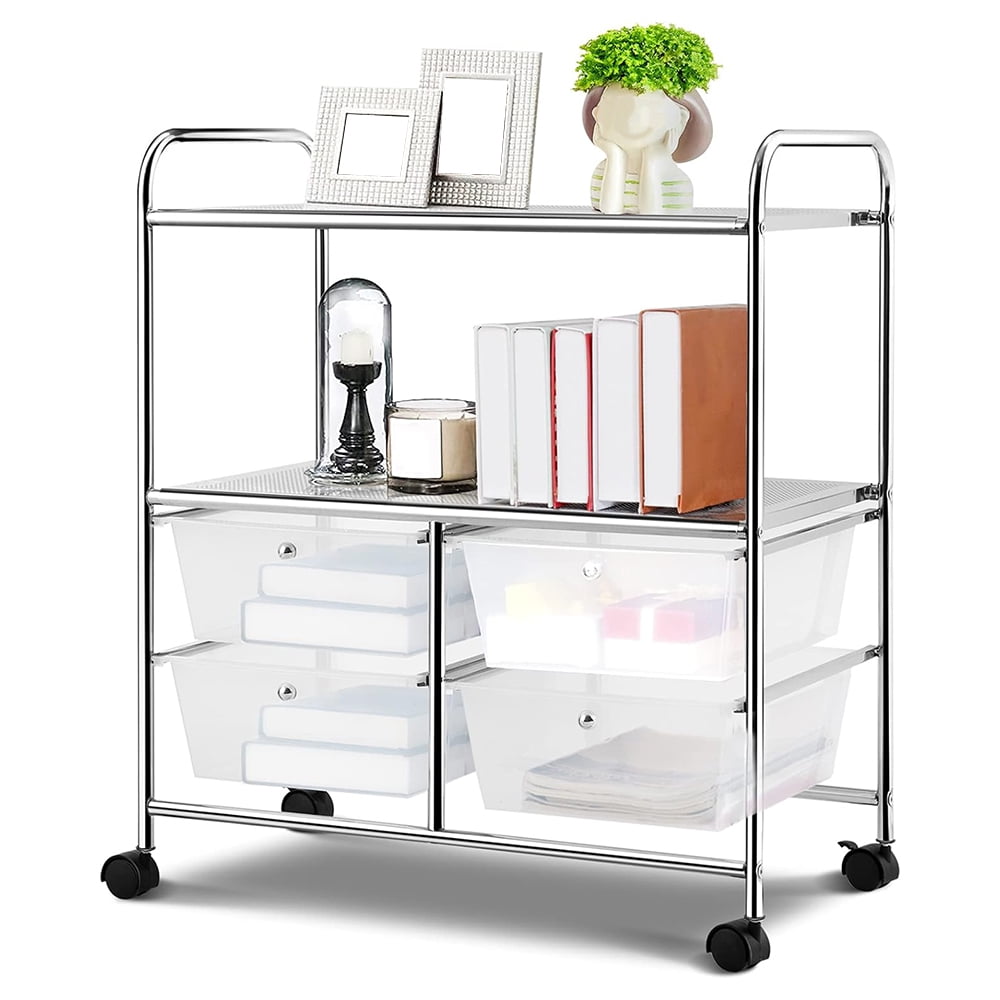 Rolling Storage Drawers with 4 Drawers, Utility Cart with Metal Frame ...