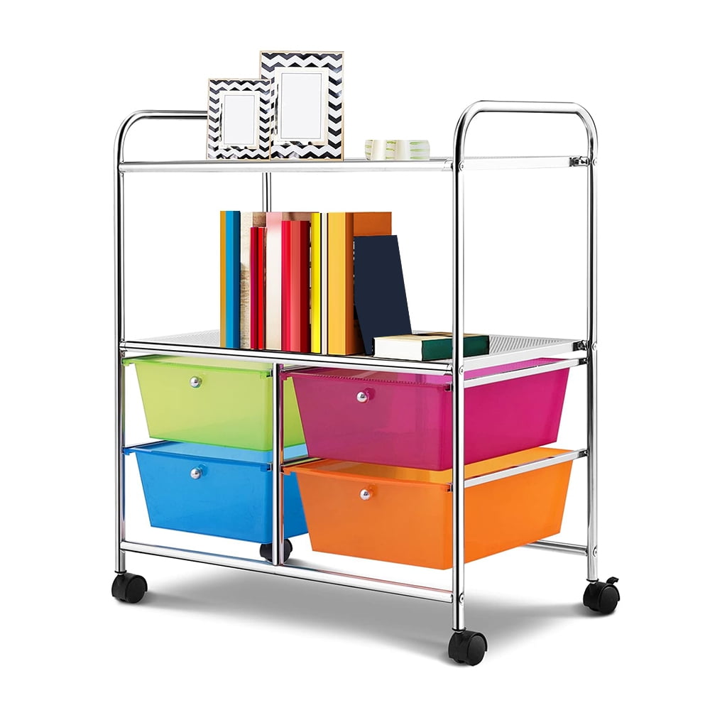 Rolling Storage Drawers with Metal Frame, Utility Cart with 4 Drawers ...