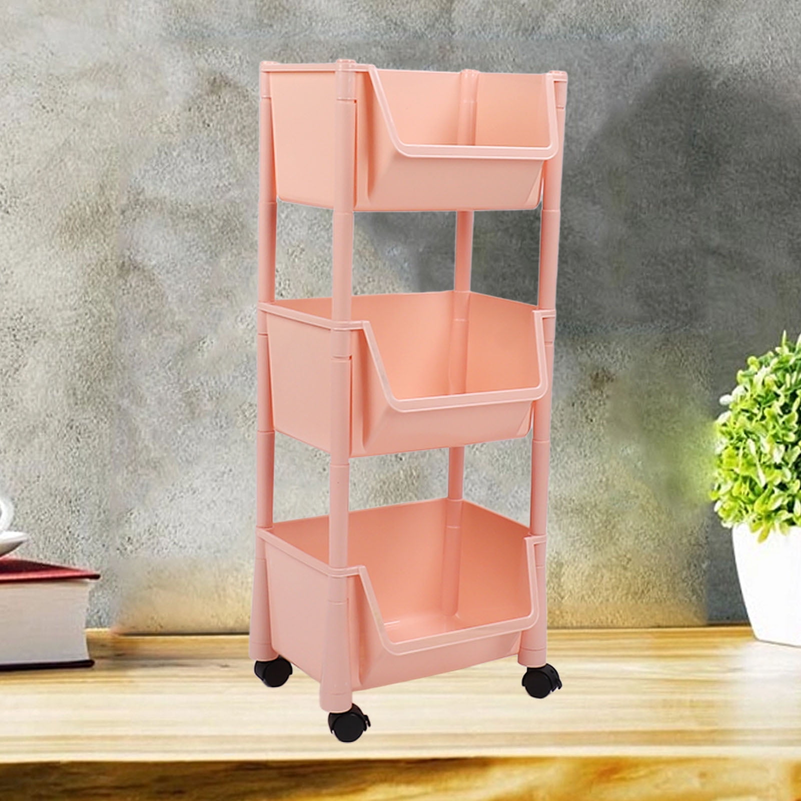 Rolling Storage Large Capacity Movable Storage Book Shelf With Lockable ...
