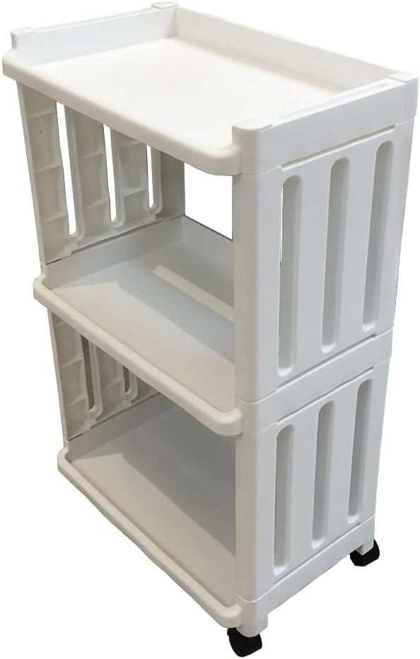 Rolling Storage Utility Cart Slim Organizer Shelf with Wheels 3 Tier ...