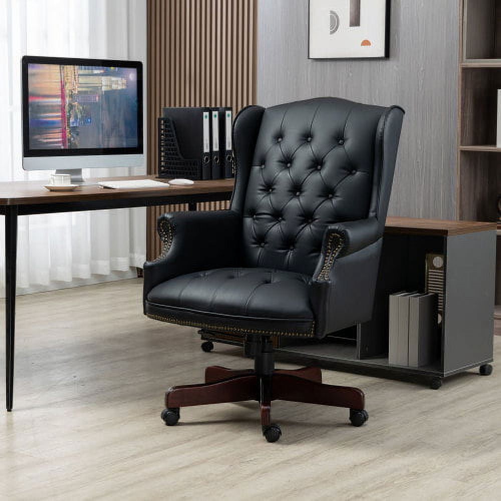 Rolling Swivel PU Leather Executive Office Chair with Glide Caster ...