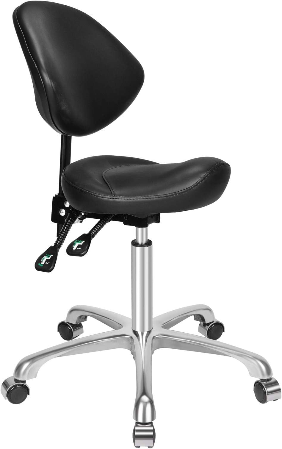 Rolling Swivel Saddle Stool with Wheels - Hydraulic Lifting Height ...