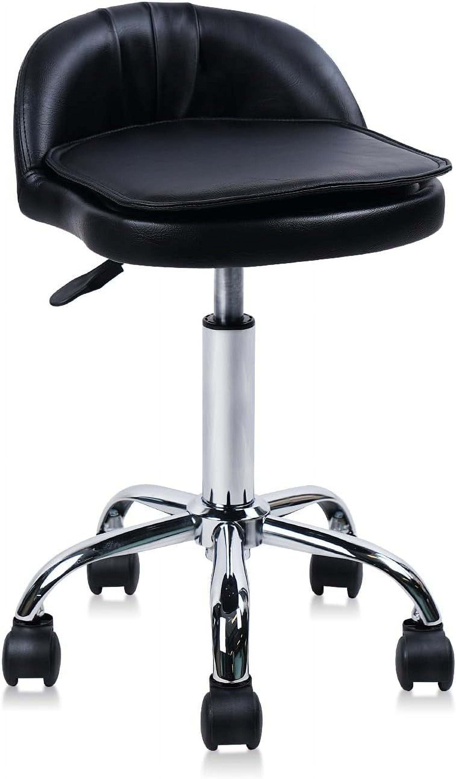 Rolling Swivel Salon Stool Chair with Back Rest Height Adjustable ...