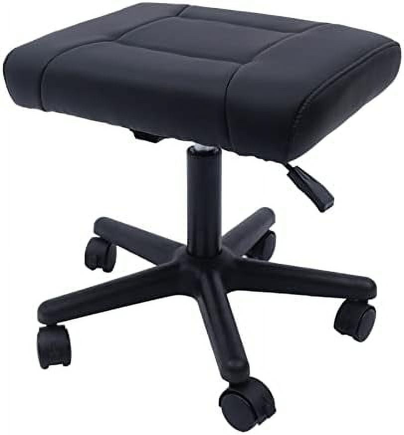 Rolling Swivel Stool Height Adjustable with Wheels Leather Foot Stool ...