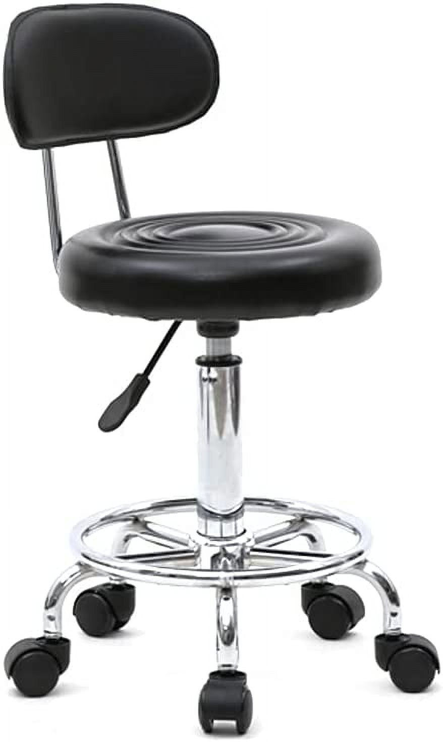 Rolling Swivel Wheels Rotation Bar Stool with Back Adjustable Heavy ...