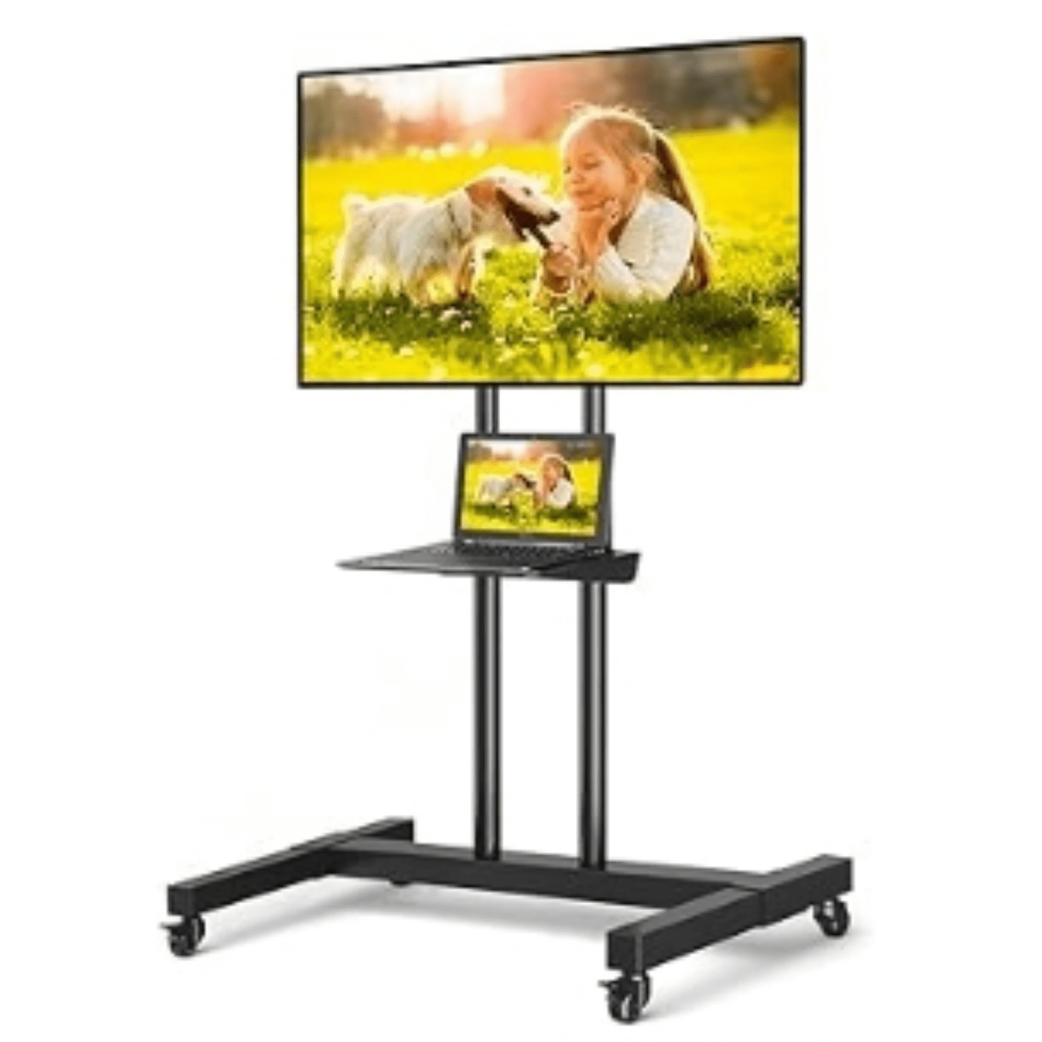 Rolling TV Stand for 32-83 inch Flat Screen/Curved TVs up to 110 lbs ...