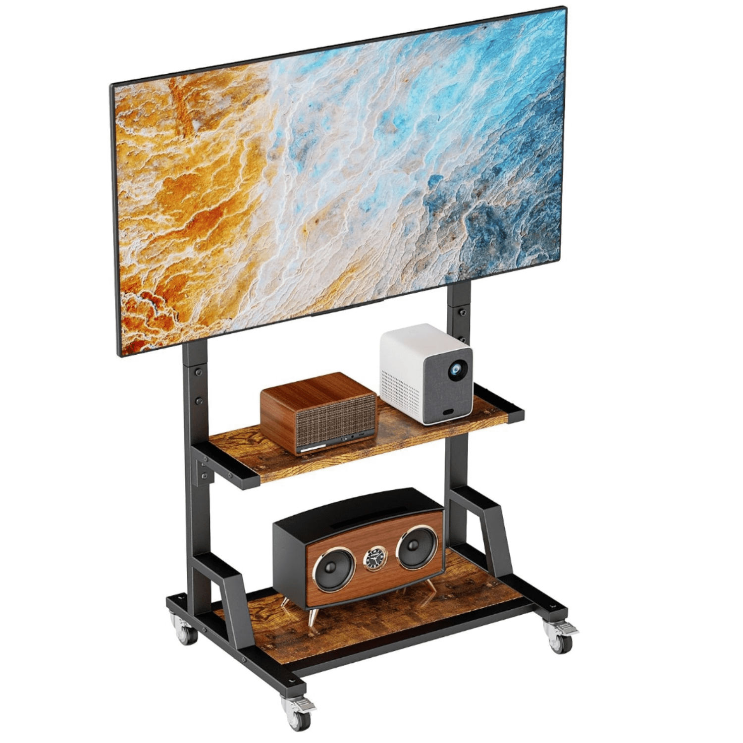 Rolling TV Stand: Mobile TV Cart for 32"-75" All Brand TVs, Lockable ...