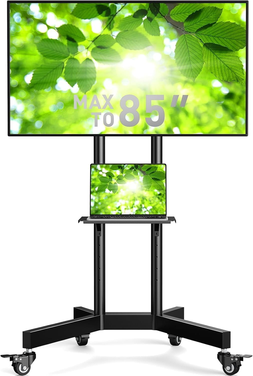 Rolling TV Stand, Mobile TV Stand on Wheels for 32-85 Inch Screens up ...