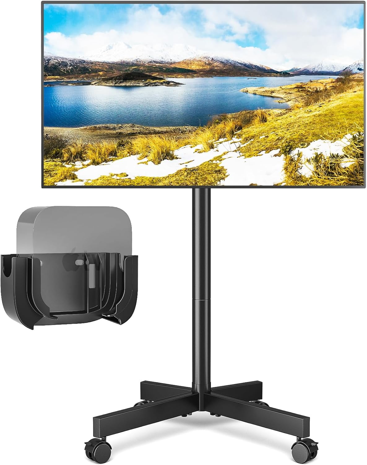 Rolling TV Stand, Movable TV Stand with Apple TV/Roku Ultra Mount for ...